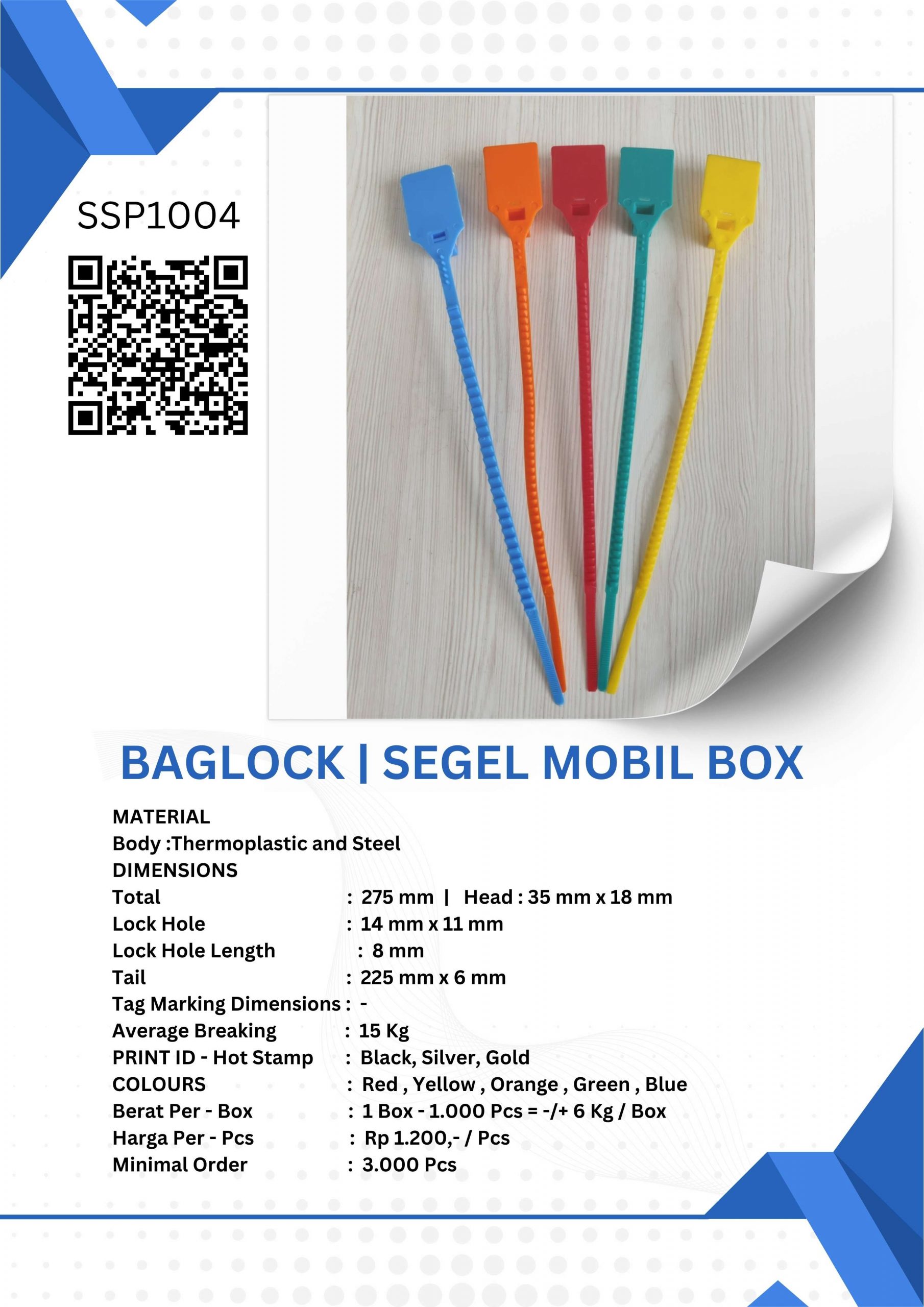 BAGLOCK - SEALS SECURITY, PLASTIC SEALS